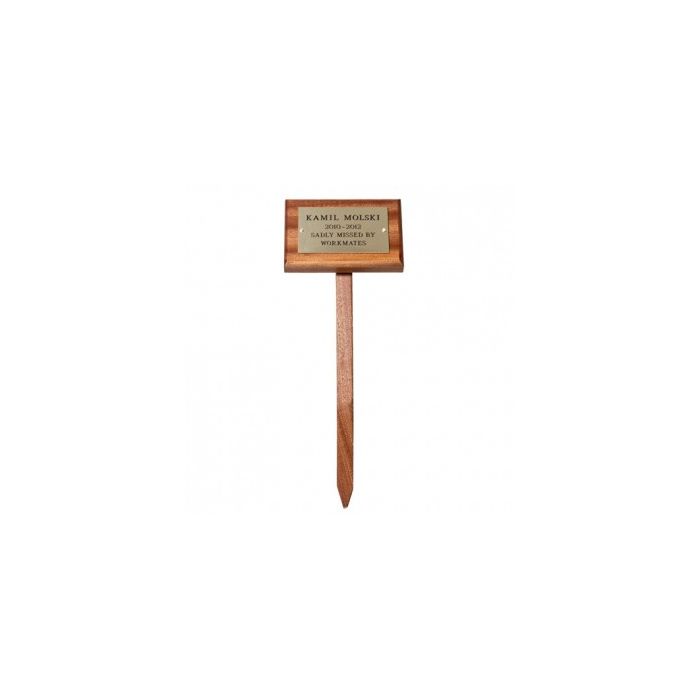 Wooden Memorial Stake with Brass Plate - (42cm)