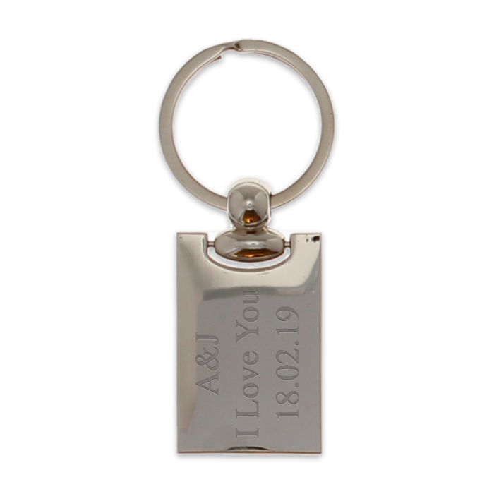 Rectangle Text Personalised Metal Keyring | Timpson