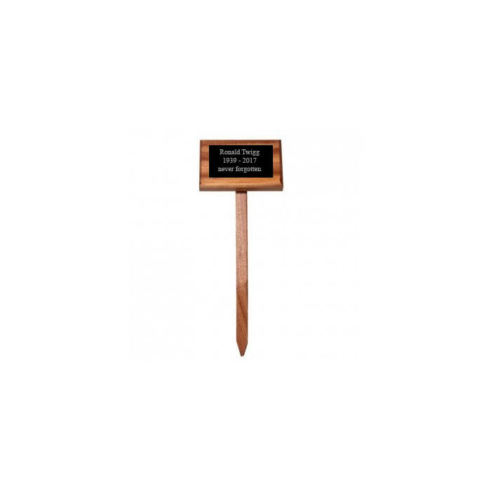 Wooden Memorial Stake with Black Aluminium Plate - (42cm) | Timpson
