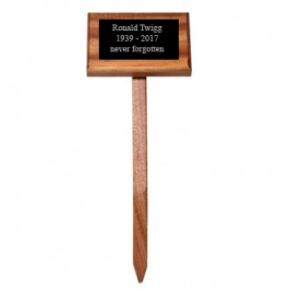 Wooden Memorial Stake with Black Aluminium Plate - (42cm) | Timpson